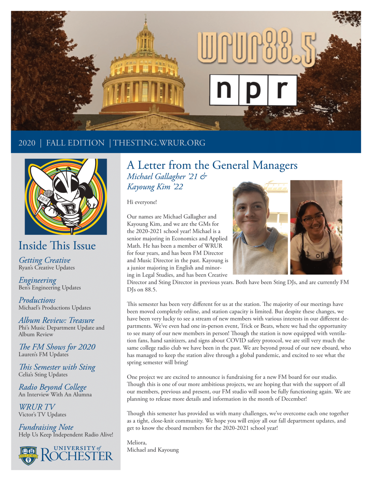 Must Read: The WRUR Fall 2020 Newsletter – The Sting